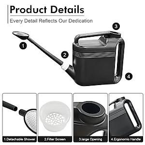 2 Gallon Watering Can for Outdoor Plants,Plant Watering Can with Removable Long Spout and Stainless Steel Shower Head,Large Garden Watering Can for House Plant Flower Vegetable