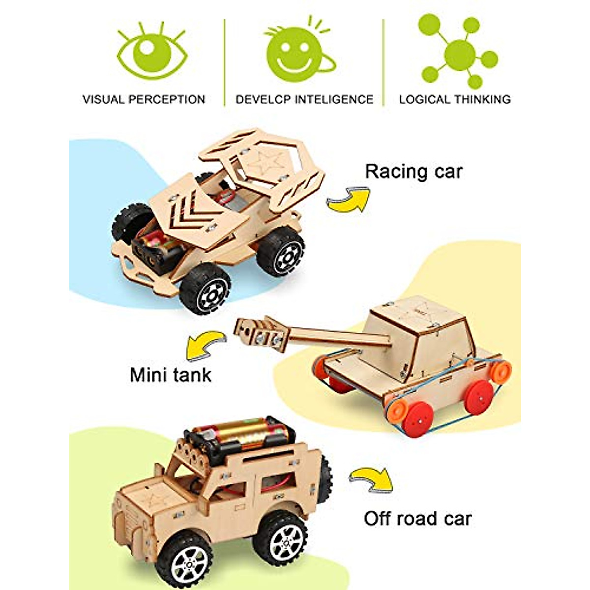 5 in 1 STEM Kits, STEM Projects for Kids Ages 8-12, Wooden Model Car Kits, Gifts for Boys 8-12, 3D Puzzles, Science Educational Crafts Building Kit, Toys for 8 9 10 11 12 13 Year Old Boys and Girls