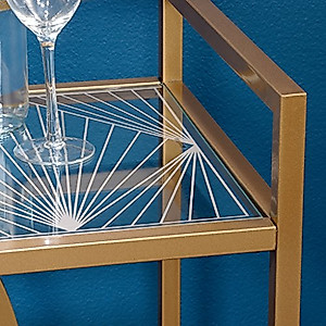 Sauder International Lux Bar Cart, Satin Gold Finish