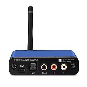 BluDento aptX HD Bluetooth 5.1 Audio Receiver, Built-in Burr Brown DAC for Analog L/R RCA Output, Enhanced Range, True Hi-Fi, Digital Coaxial & Optical Outputs