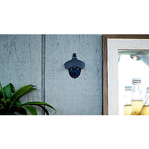 Wall Mounted Black Nickel Gun Metal Finish Beer and Soda Bottle Opener, Free Mounting Hardware Included, Quick Installation, Easy to Surface Mount