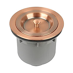 Copper Kitchen Sink Stopper Replacement for 3-1/2 Inch Standard Strainer Drain, Solid Brass with Post Styled Basket - Akicon Faucet(1-1/2" Connector)
