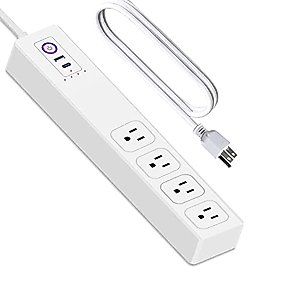 Surge Protector Power Strip, USB Power Strip, 4 Wide AC Outlets 4 USB, Overload Protection, PD65WUSB-C Power Strip with 5ft Extension Cord, 1700J, Home Office Desktop Charging Station ETL Certified