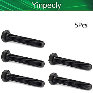 Yinpecly M10x60mm External Hex Head Screw Bolts Carbon Steel Grade 8.8 Metric Thread Hexagon Bolts Fastener 2.64"x0.63"x0.63"(LxWxH) for Machinery Furniture Hardware Black 5pcs