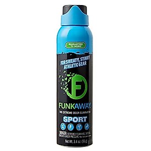 FunkAway Sport Aerosol Spray, 3.4 oz | The Extreme Odor Eliminator | Refresh Shoes and Sports Gear | For Stuff You Can’t Put In The Wash, Black (FASA3.4)