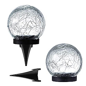 Darkdec Globe Solar Lights Outdoor Decorative - 2 Pack Cracked Glass Ball Lights 4.73" In-Ground Lights with 30 LEDs Waterproof for Garden Pathway Party Decoration