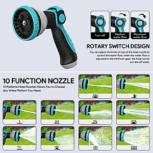 ENEACRO Retractable Garden Hose Reel with Wall Mount 1/2"×120ft with 10 Pattern Hose Nozzle, Brass Connector, Auto Rewind/Any Length Lock/ 180° Swivel Bracket, Ideal for Garden Watering