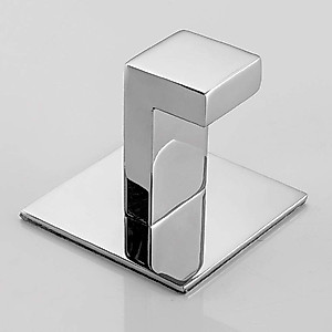Flybath Square Coat Hook SUS 304 Stainless Steel Towel Robe Door Hooks Wall Mounted Self Adhesive No Drilling, Mirror Polished - 2 Pack