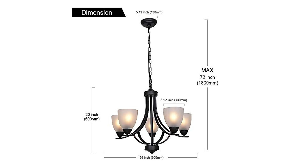 VINLUZ 5 Light Shaded Contemporary Chandeliers with Alabaster Glass ...