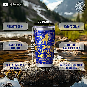 BBGreek Sigma Gamma Rho Sorority Paraphernalia - Official Vendor - 20 oz Stainless Steel Insulated Tumbler - Tile Design
