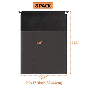 8 Pack Portable Shoe Bags for Travel Large Shoes Pouch Storage Organizer Clear Window with Drawstring for Men and Women Black
