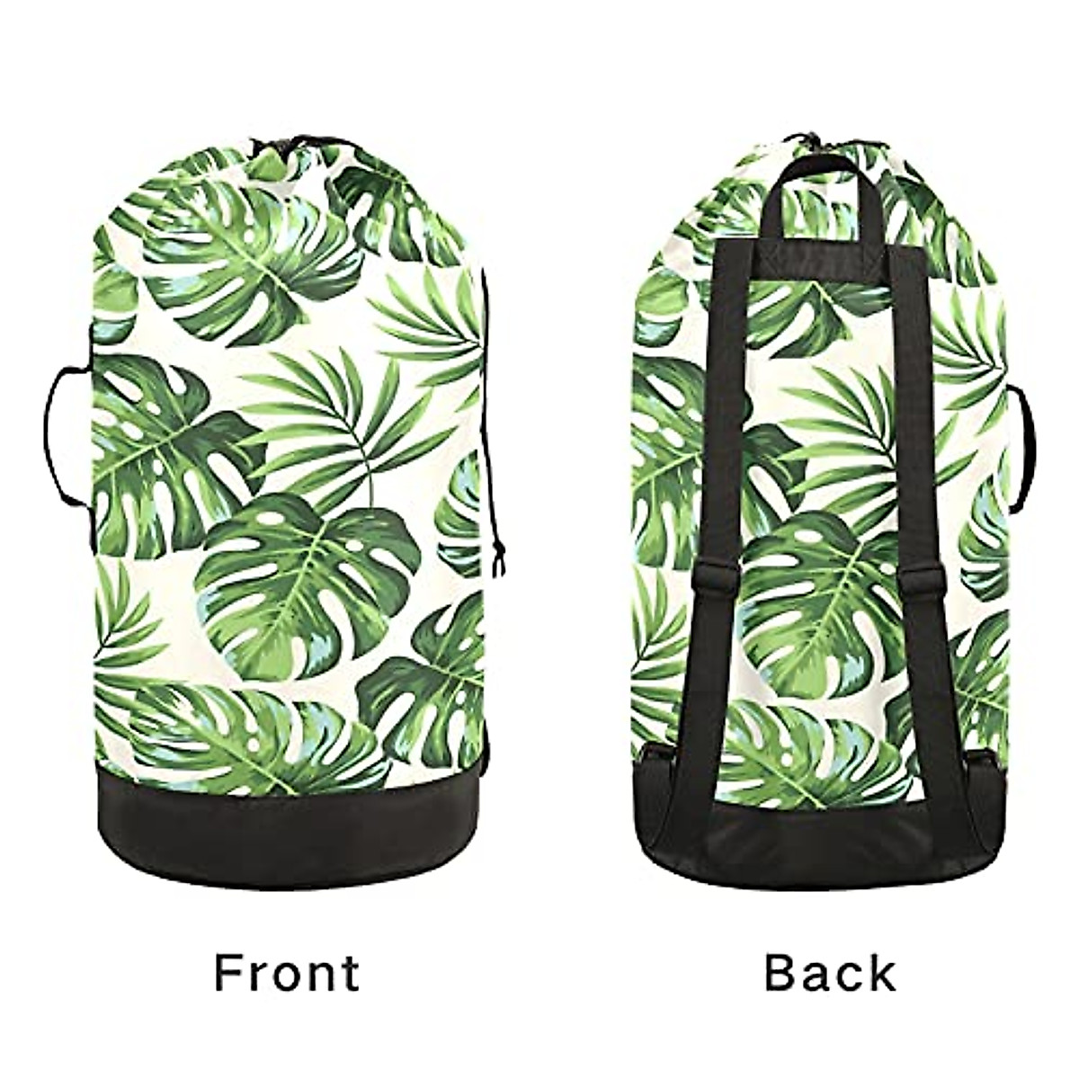 xigua Extra Large Exotic Palm Leaves Laundry Bag with Strap, Waterproof Durable Laundry Backpack Hanging Laundry Hamper Adjustable Shoulder Straps Camping Bag