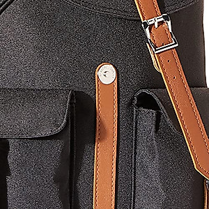 Herschel Dawson Backpack, Black/Tan Synthetic Leather, Classic 20.5L