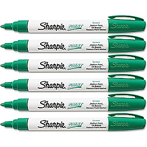 Sharpie Oil-Based Paint Marker, Medium Point, Green Ink, Pack of 6
