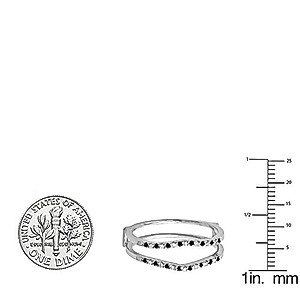 Dazzlingrock Collection Round Alternate Black Diamond & White Diamond Wedding Enhancer Guard Ring for Women in 10K White Gold, Size 8