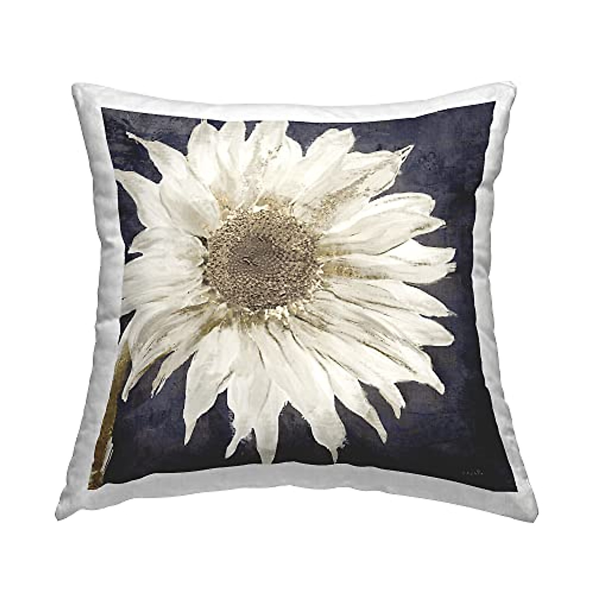 Stupell Industries White Flower Petals Intricate Abstract Daisy Design by Sophie 6 Throw Pillow, 18 x 18, Grey