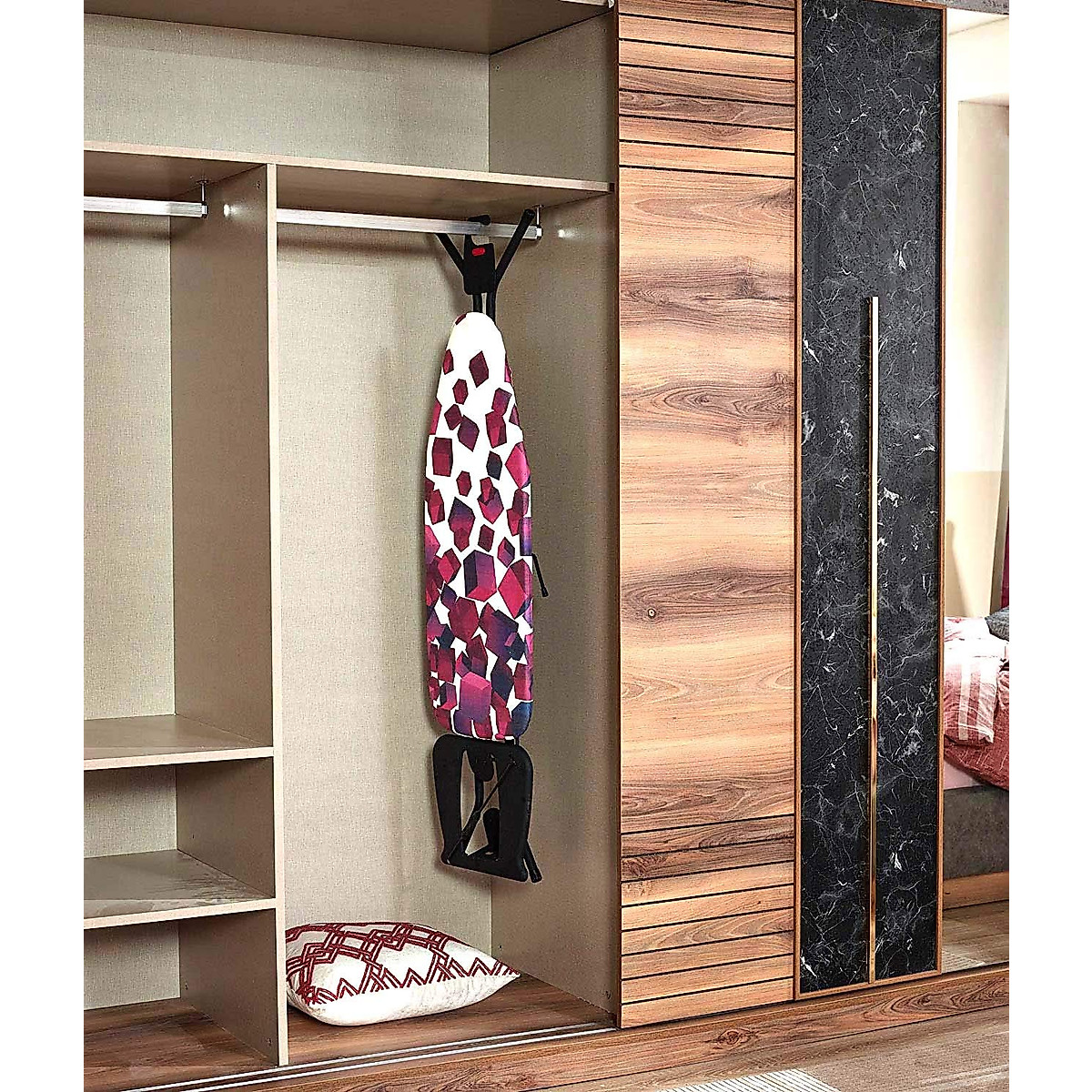 Mabel Home Ironing Board Made in Europe, Adjustable Height, Deluxe, 4-Leg, + Extra Cover, Easy Storage, 3 Different Model & Sizes (Space Saver (36" x 13"))