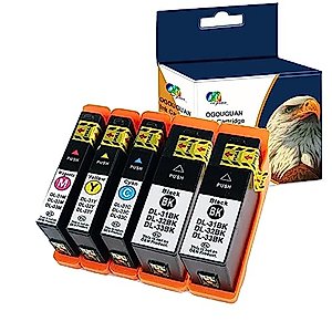 Compatible Set of 5 Pack Dell 31XL Black Cyan Magenta Yellow Ink Cartridge for Dell V525w V725w (Dell Series 33 Ink)