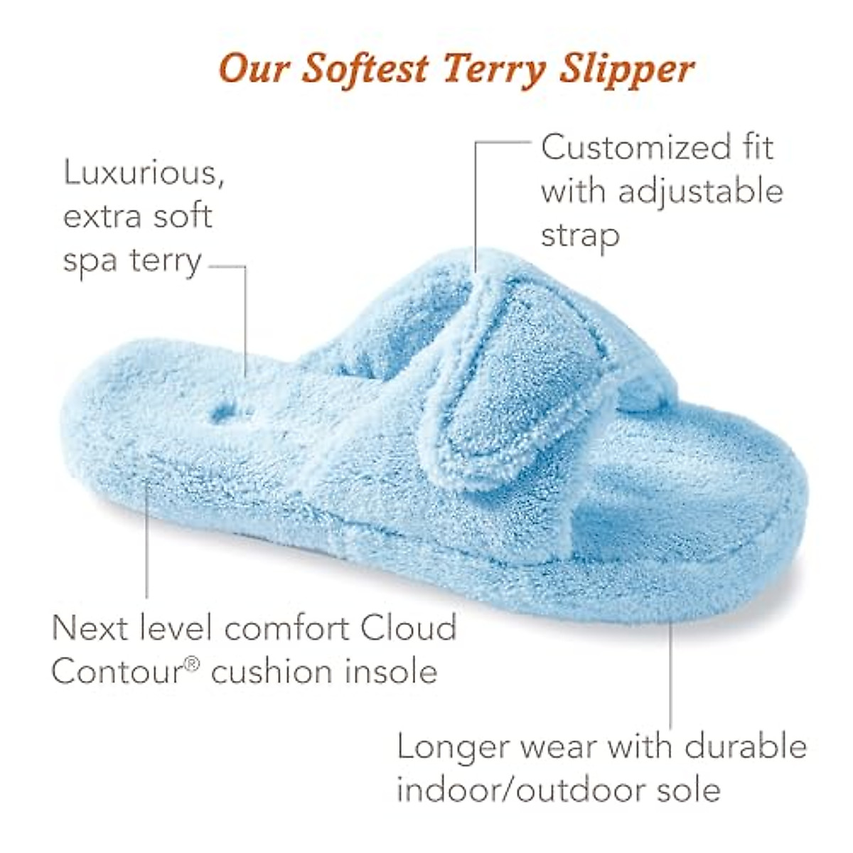 Acorn Women's Spa Slide Slipper, Powder Blue, 5-6