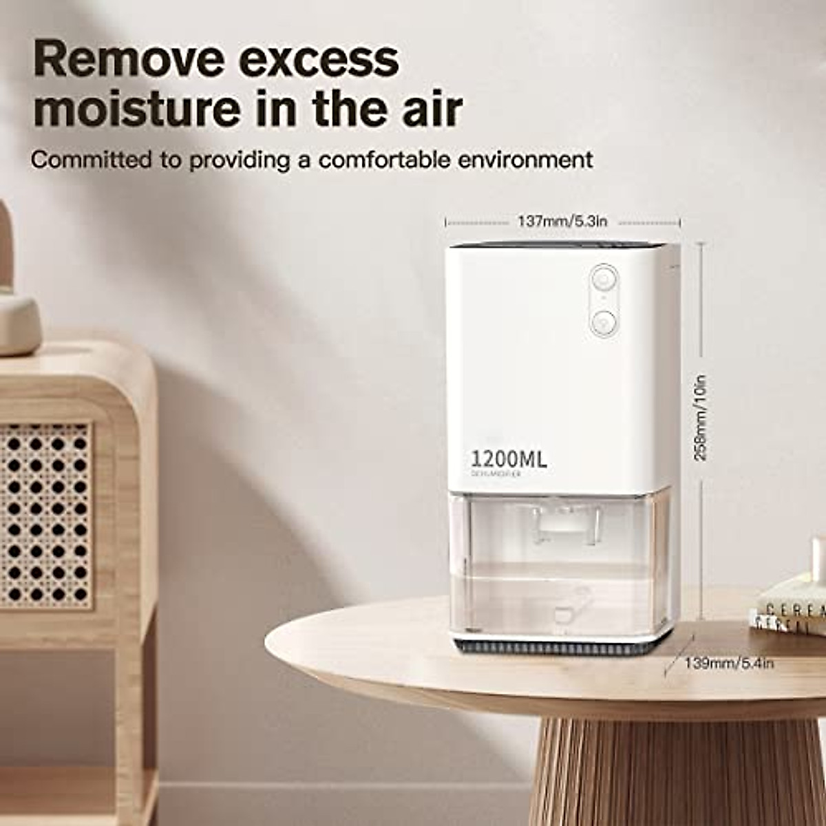 Upenjok 40oz Small Dehumidifier with LED Lights & Auto Shut Off - Perfect for 322 sq. ft Bedroom, Bathroom, RV, Closet KW-CS01 NEW