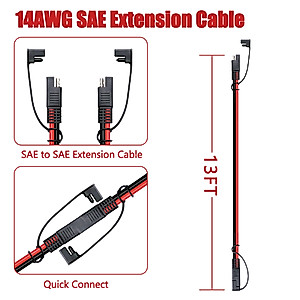 Magiktech 1.6/3.3/6.5/13/25/50 FT SAE to SAE Extension Cable 14AWG,SAE Adapter Cable,SAE Ports Wire for Solar Panel Battery Automotive RV Camp Trailer Tractor (13FT/4M)