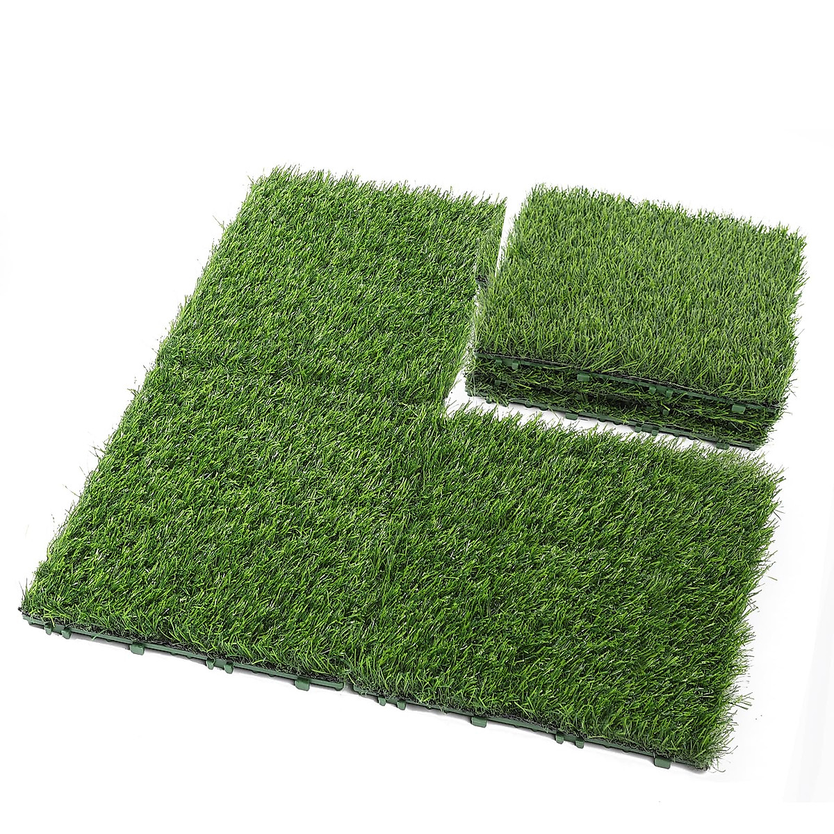 jltkj Artificial Grass Tiles, Turf Tiles Interlocking Fake Grass Self-draining Mat for Patio, Indoor and Outdoor Decor (6 Piece)