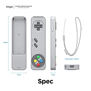 elago R4 Retro Case Compatible with 2022 Apple TV 4K Siri Remote 3rd Generation, Compatible with 2021 Apple TV Siri Remote 2nd Gen - Classic Controller Design [Non-Functional], Protective (Light Grey)