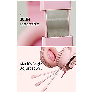 Cute Cat Ear Headset with Mic, Colorful Light, Adjustable Headband, 50mm Speaker, Girls Headphone, Compatible with PS, Xbox One, Nintendo Switch, PC, Laptop (Pink)