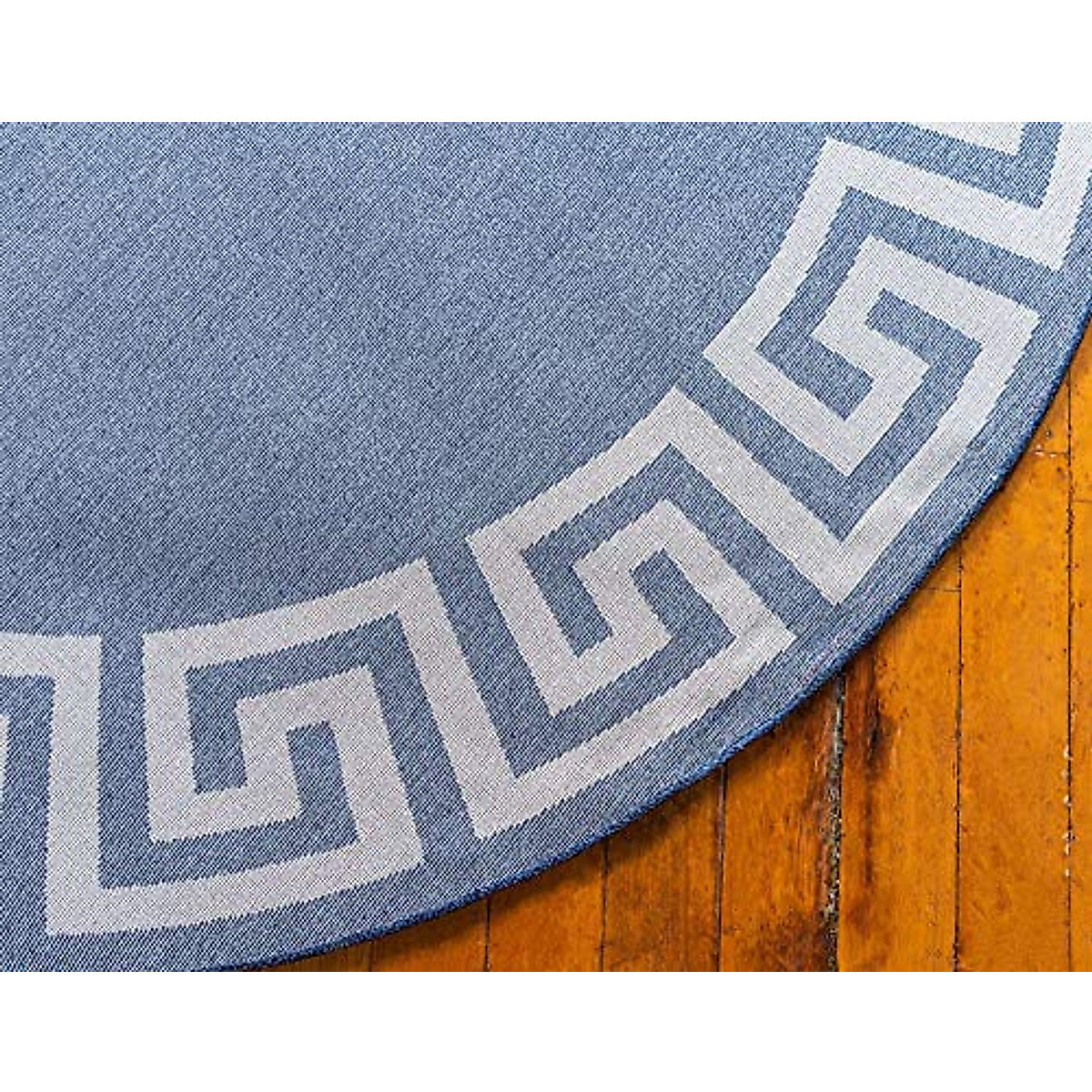 Unique Loom Athens Collection Classic Geometric Modern Border Design Area Rug, Round 8' 0" x 8' 0", Navy Blue/Beige