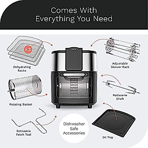 hOmeLabs 11.6 Quart XXL 8-in-1 Air Fryer Oven - Bake, Broil, Dehydrate and More - Complete Set of Dishwasher Safe Accessories Included