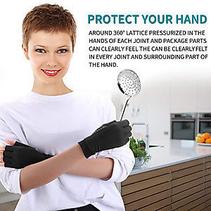 Ricbestlab Copper Arthritis Gloves for Women Men, Fingerless Breathable & Moisture Wicking Arthritis Compression Gloves for Computer Typing and Dailywork of Hands joint Support (Large)
