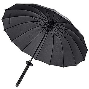zooro Neutral Katana Handle Umbrella,Samurai Sword Umbrella as Best Christmas Birthday Gifts Cosplay Decoration for Japanese Culture Lover (16 Bone) Black,Medium