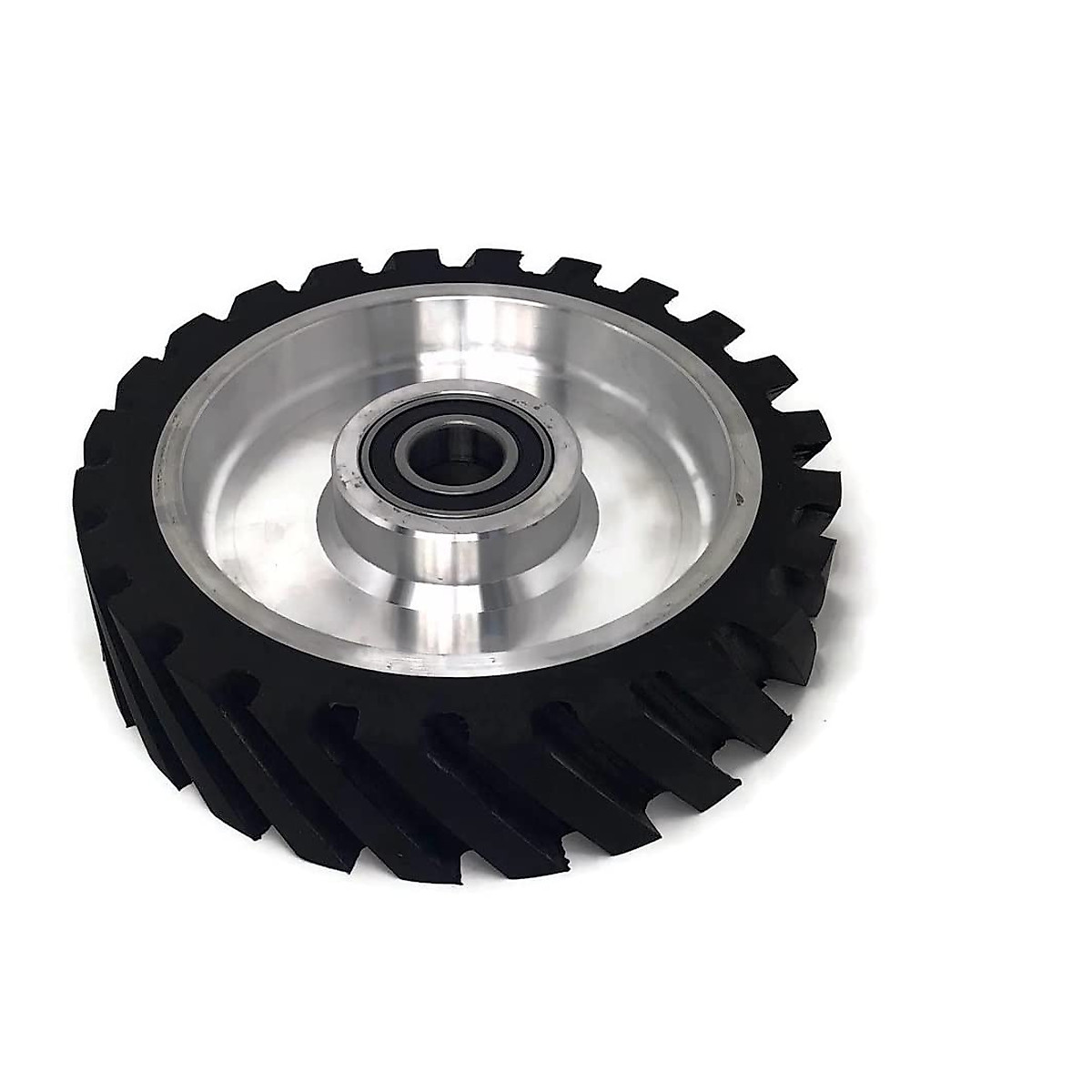 8 x 2" Belt Grinder Contact Wheel,Belt Sander Bearings Serrated Rubber Contact Wheels With 2 heavy Duty bearing 6205 RS