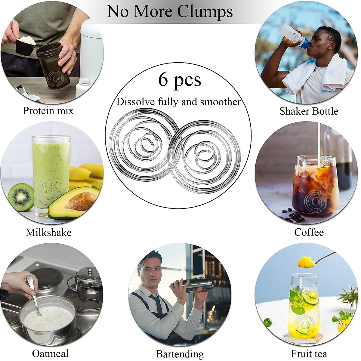 6 Pcs Shaker Balls Replacement Shaker Bottle Ball 2.1 inch Stainless Steel Mixing Balls for Protein Shaker, Drinking Bottle