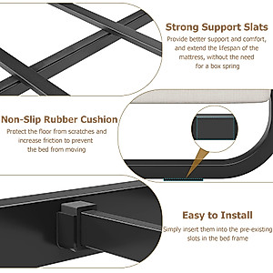 GarveeHome Full Bed Frame with Headboard, Upholstered Bed Frame Full with Silent Foam Strip, 10.2 Inch H Storage Space, Metal Bed Frame Full Size, No Box Spring Needed, Beige