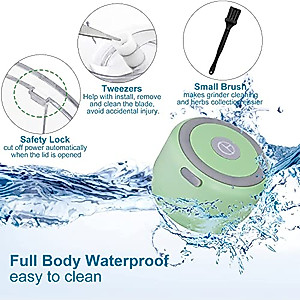 Electric-Herb-Grinder-3.5 Inch-2023-Upgraded, 3.4oz Large Grinder for Grinding Dry Fresh Herbs and Spices, USB Rechargeable, Portable, Waterproof, High-efficiency, Nice Choice for Gift