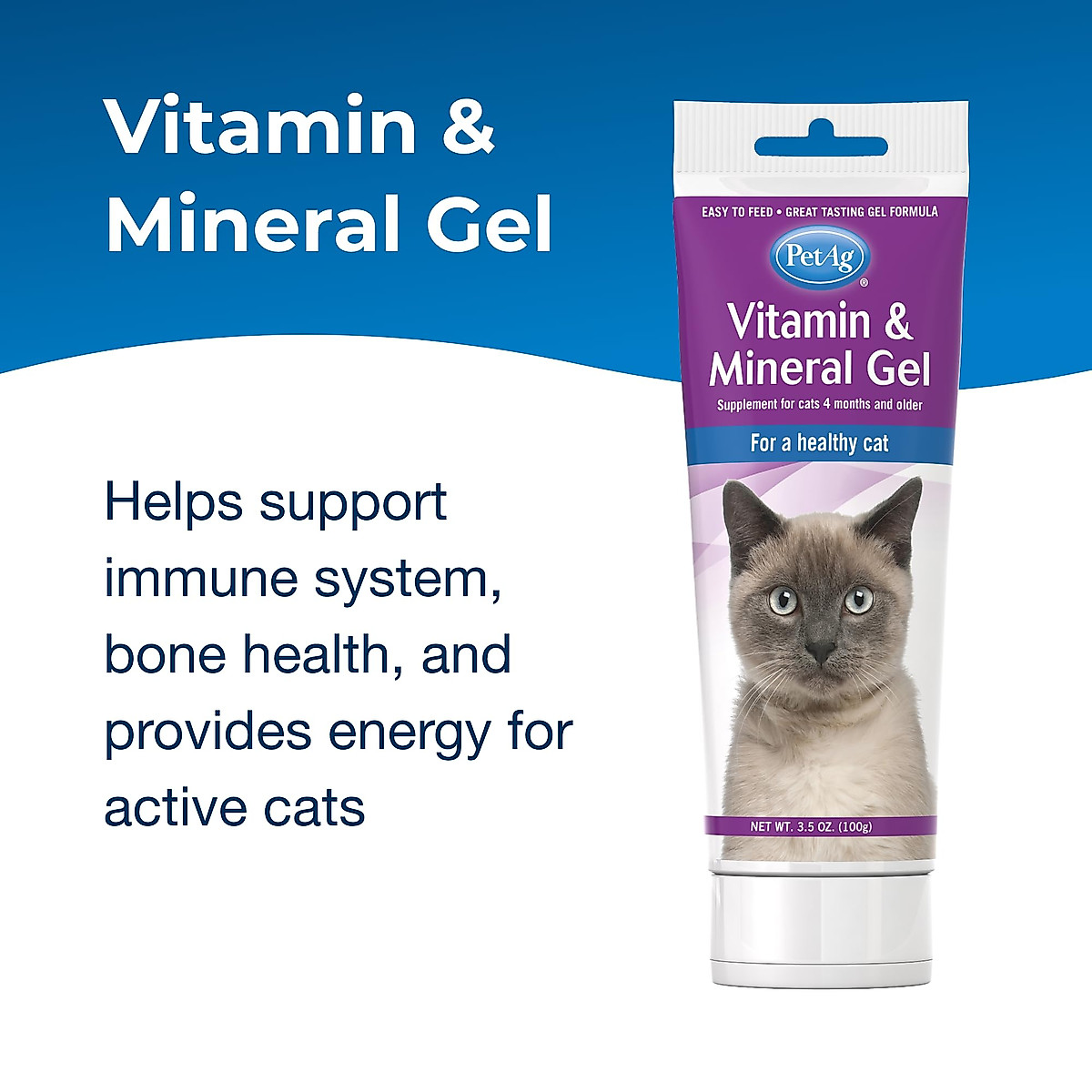 Pet-Ag Vitamin & Mineral Gel Supplement for Cats - 3.5 oz - Provides Basic Daily Vitamins & Minerals for Cats 4 Months and Older - Easy to Digest