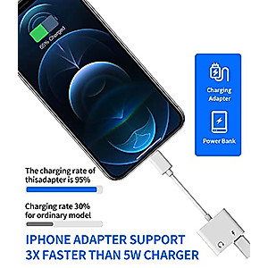2pack,Converter Compatible for iPhone Headphone Adapter Compatible with Lightning to 3.5mm AUX Audio Jack and Charger Dongle Earphone Splitter 11 12 pro xs xr x 8 for Ipad charging connector for Apple