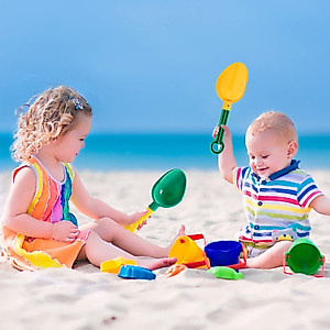 3pcs Beach Shovel for Kids Age 3-10, Large 10 Inch Sand Shovel Heavy Duty Thick Plastic Sand Scoops Great for Beach Toys for Kids, Sand Toys for Toddlers, Outdoor Sandbox Toys