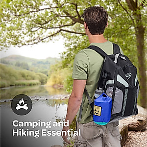 Durable Hammock 400 lb Capacity, Nylon Camping Hammock Chair - Double or Single Sizes w/Tree Straps and Attached Carry Bag - Portable for Travel/Backpacking/Beach/Backyard (Medium, Blue & Light Blue)