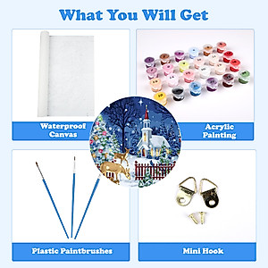 MOGTAA Merry Christmas Paint by Numbers for Adults, Winter Paint by Numbers for Kids Beginner, DIY Paint by Numbers on Canvas Animal Oil Painting Picture for Home Decor 16 x 20 Inch