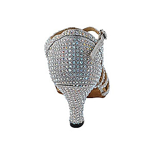 Very Fine Dancesport Shoes for Ladies' Ballroom, Latin, Salsa Dancing - Crystal Collection 3037Bling with 2.5 inch Heel (Silver Glitter Satin, Size 8)
