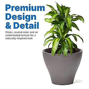 Step2 Fernway Round Planter, Large Planters for Outdoor Plants, Gardening and Flower Pot for Patio or Porch, Efficient Drainage, Durable Plastic, Dark Cedar, 2-Pack