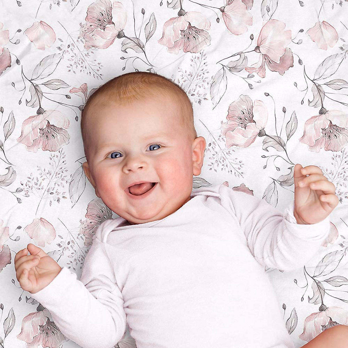 Aenne Baby, Muslin Swaddle Blanket for Girls, Infant Toddler Quilt, Swaddle Wrap for Girls, Luxurious Soft and Silky Stroller Cover, Floral Poppy Pink Blankie, Large 47"x 47", 1 Pack