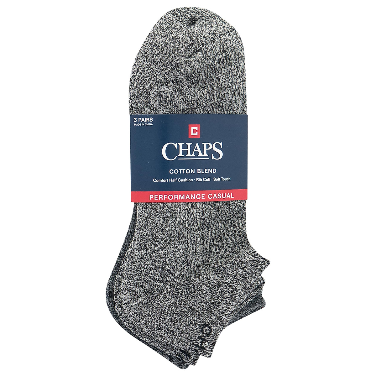 Chaps Men's Marl Low Cut Dress Socks-3 Pair Pack-Casual Comfortable Cotton Blend, Black Assorted, Shoe Size: 6-12