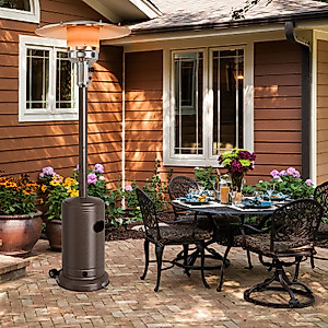 COSTWAY Patio Heater, 50000 BTU Propane Heater with Stainless Steel Burner and Wheels, Standing Portable Outdoor Heater for Patio, Garden, Backyard, Porch (Bronze)