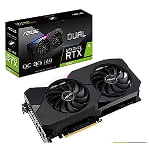 ASUS Dual NVIDIA GeForce RTX 3060 Ti OC Edition Gaming Graphics Card (PCIe 4.0, 8GB GDDR6 Memory, HDMI 2.1, DisplayPort 1.4a, Axial-Tech Fan Design, Dual BIOS, Protective Backplate, GPU Tweak II)