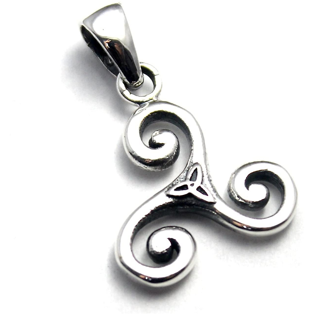 COSUMOSU 925 sterling silver Celtic Triquetra Trinity Knot Protection Pendant (Round Snake) (Triskelion)