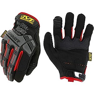 Mechanix Wear: M-Pact Work Gloves with Secure Fit, Work Gloves with Impact Protection and Vibration Absorption, Safety Gloves for Men (Black/Red, Large)