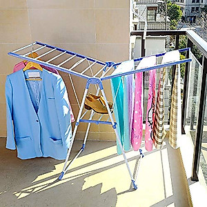 SUMECH Storage Drying Rack Foldable Laundry Clothes Wing-Shape Airer Portable Dryer Hanger Organizer Pole Indoor Outdoor Balcony